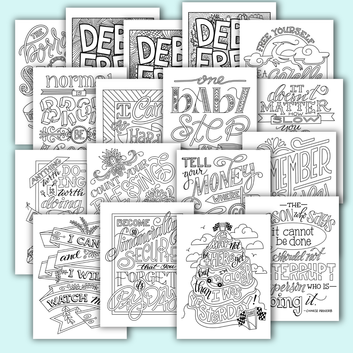 Money Quotes Coloring Pack – Debt Free Charts