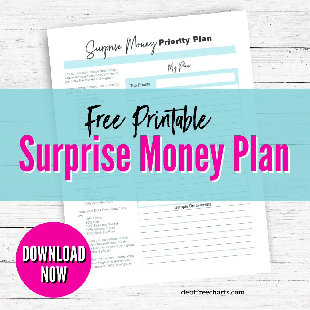 Surprise Money Priority Plan - Free Printable Worksheet – Debt Free Charts