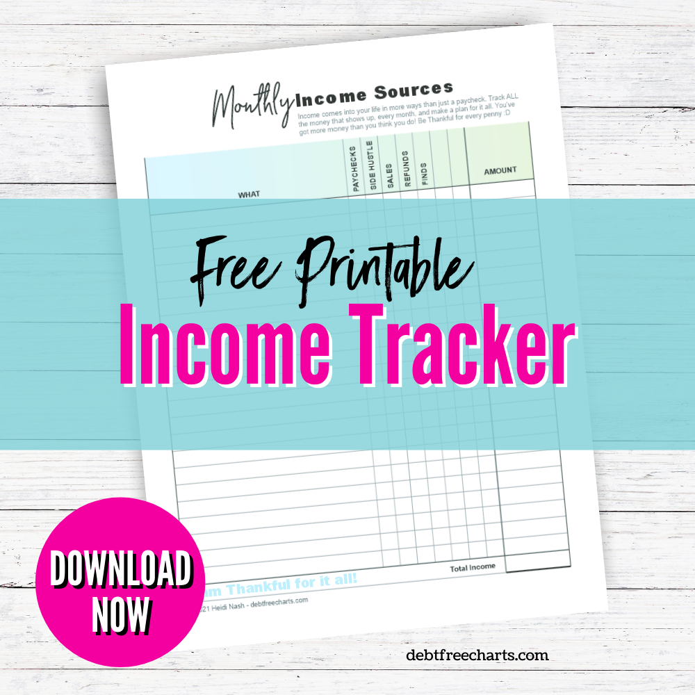 Monthly Income Sources - Free Printable Tracker – Debt Free Charts
