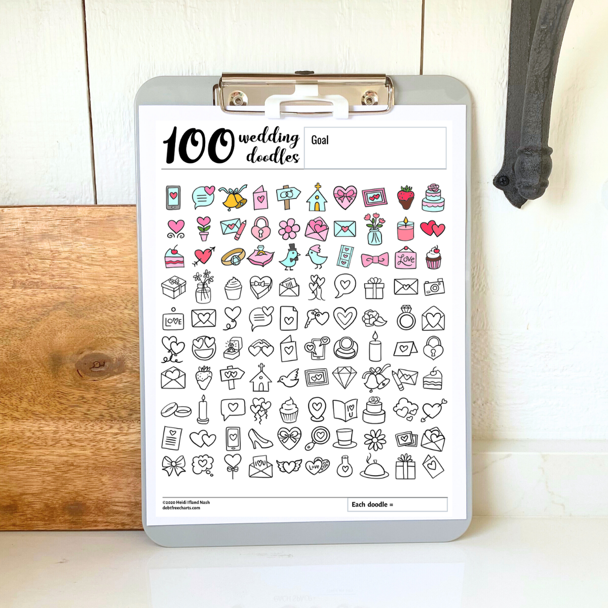 Love & Hearts Doodle Tracking Chart – Debt Free Charts