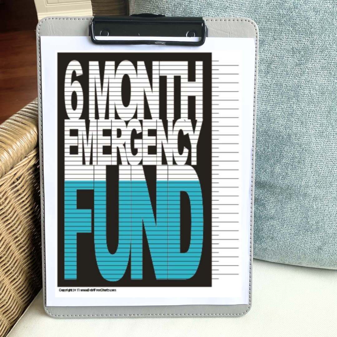 6 Month Emergency Fund Tracking Chart – Debt Free Charts