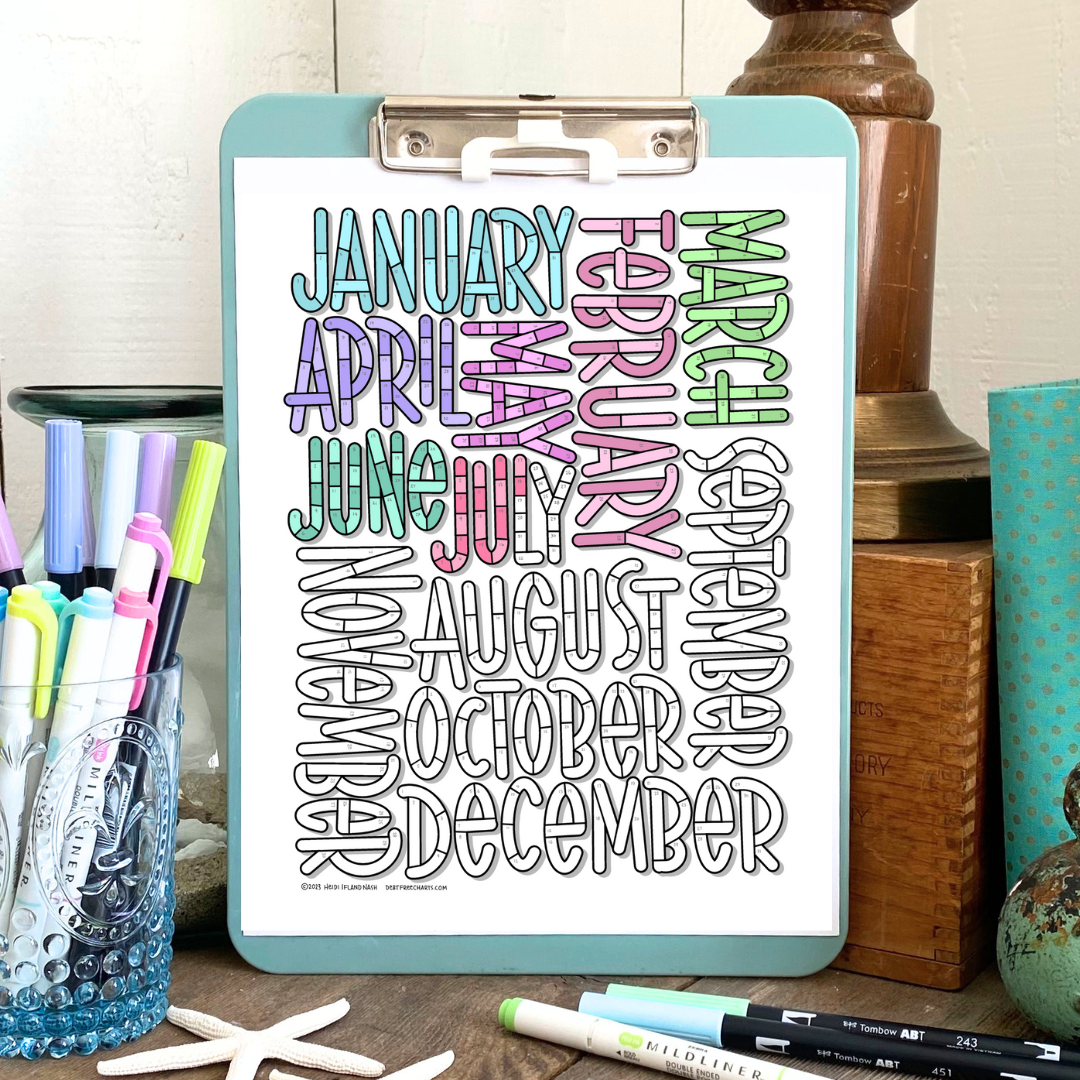 Months of the Year - Lettering Tracker – Debt Free Charts