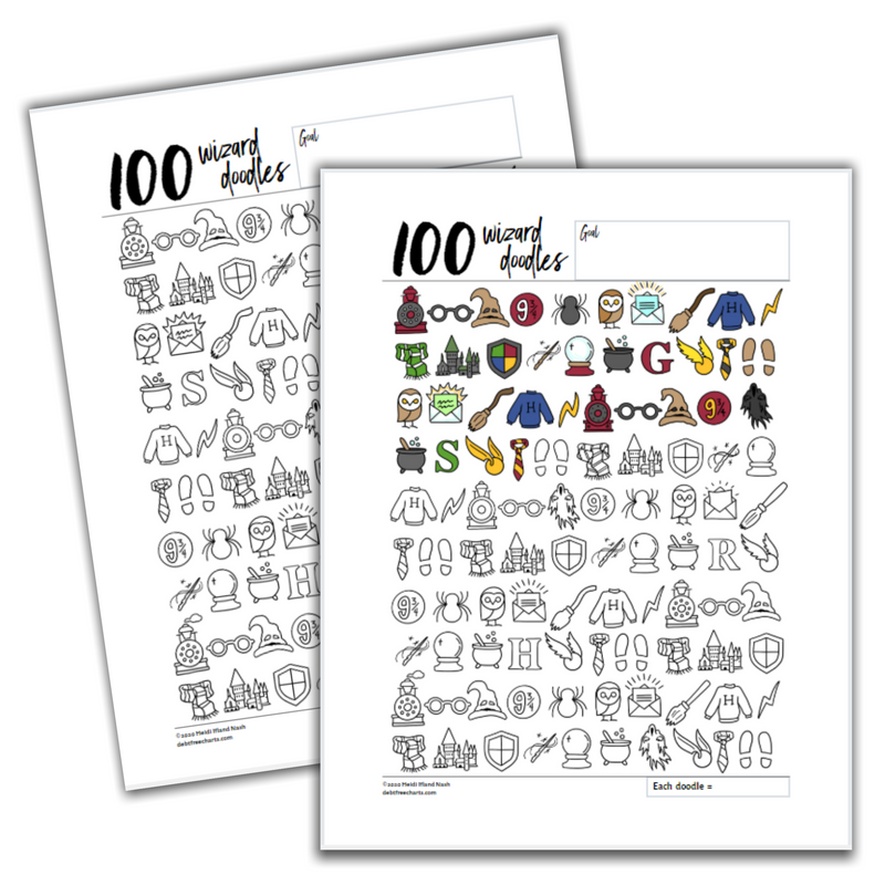 100 Wizard Doodles Tracking Chart – Debt Free Charts