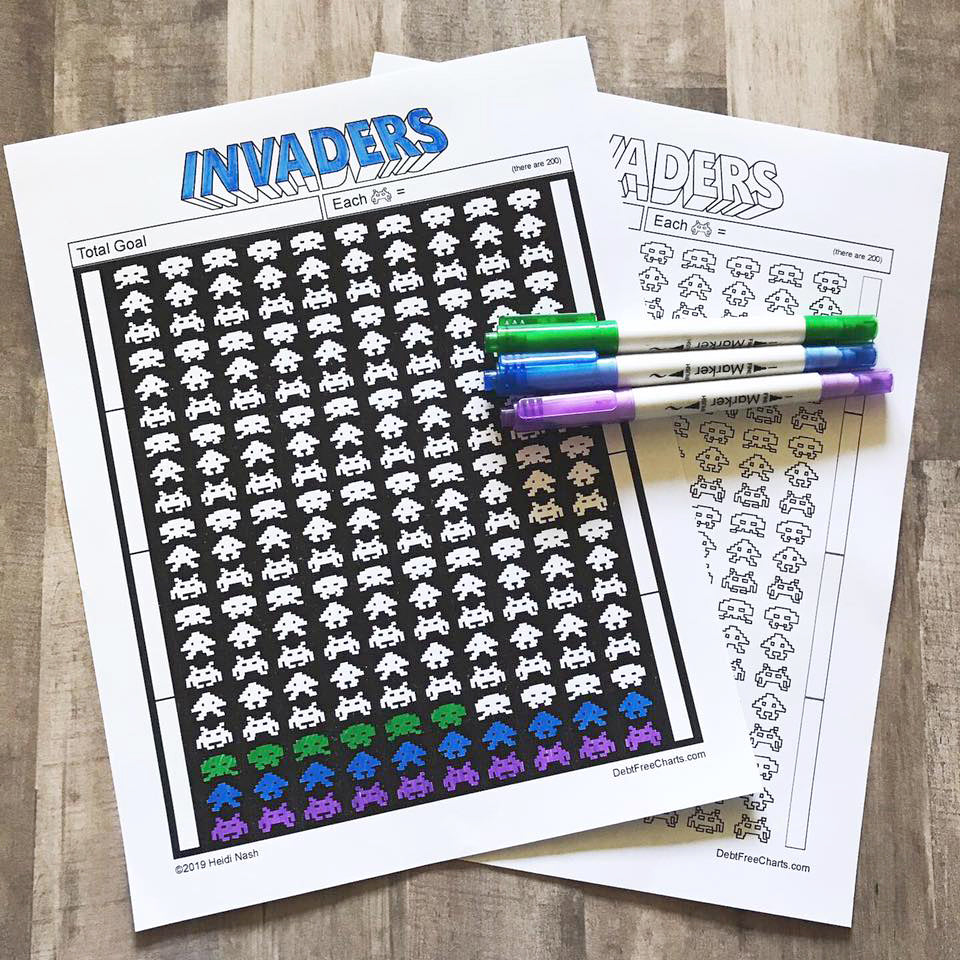 Debt Invaders Tracking Chart – Debt Free Charts