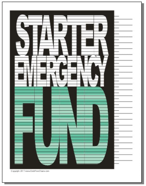 Starter Emergency Fund Savings Chart – Debt Free Charts